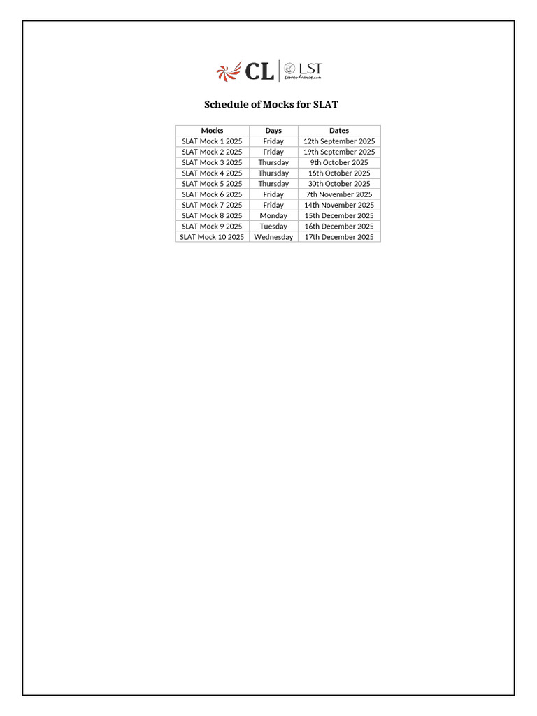SLAT Mock Schedule | PDF
