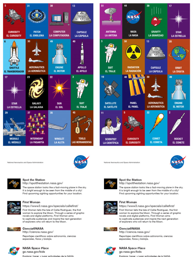 Space Loteria Game Boards | PDF | Nasa | Space Program Of The United States