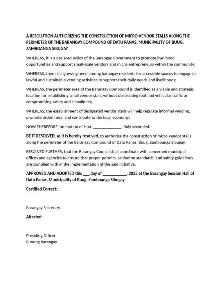A Resolution Authorizing The Construction of Micro | PDF