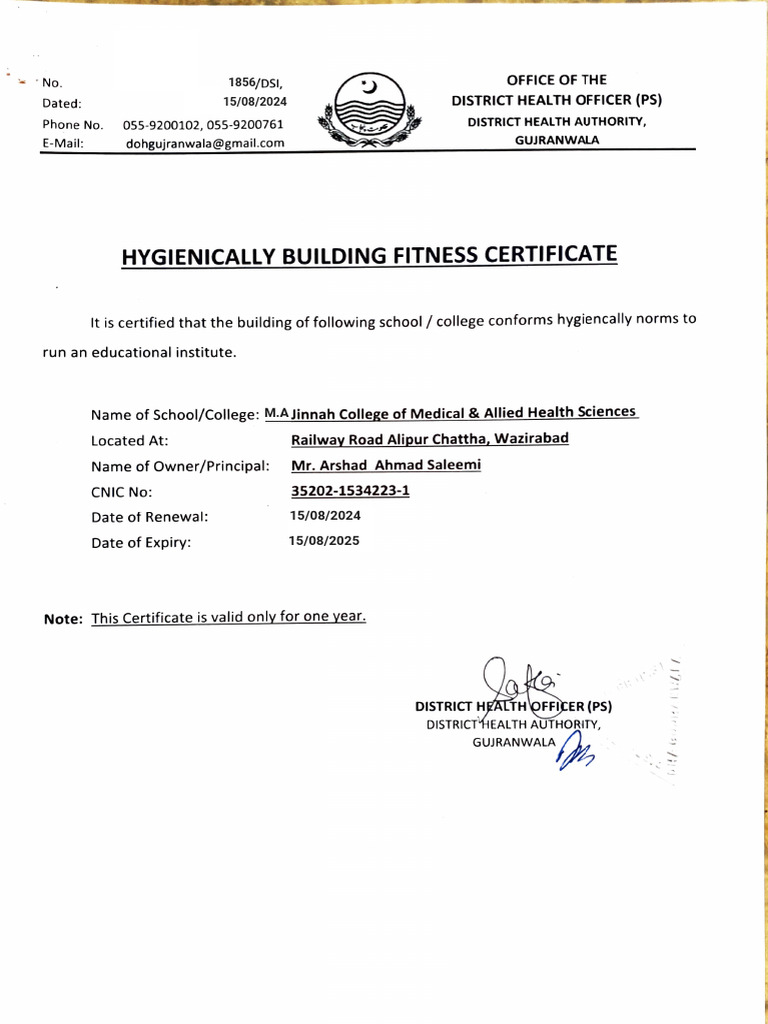 Building Fitness and Hygiene Certificate | PDF | Building Engineering ...