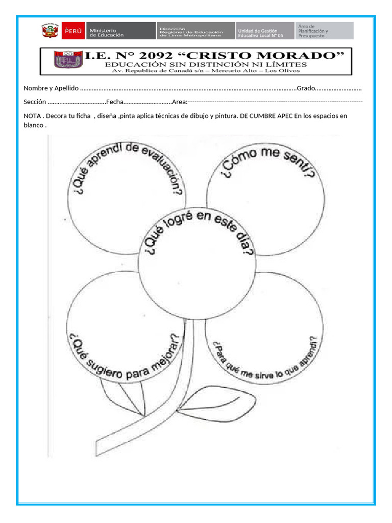 Ficha de Metacognición Apec 24 | PDF