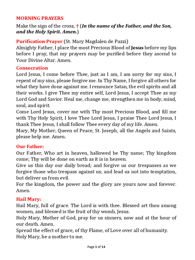 Morning Prayers for Spiritual Renewal | PDF | God The Father | Mary ...