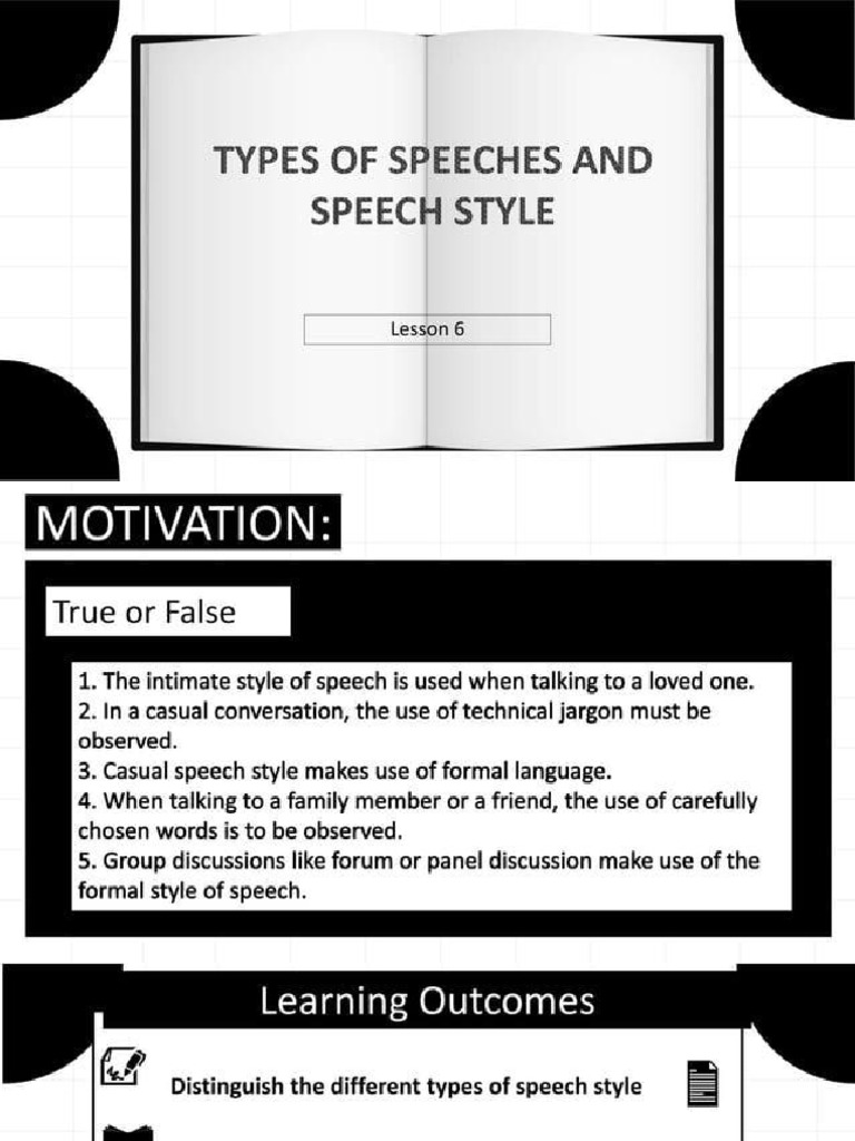 Types of Speeches and Speech Styles | PDF