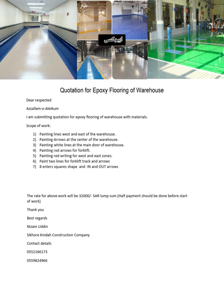 Epoxy Flooring Quotation for Warehouse | PDF