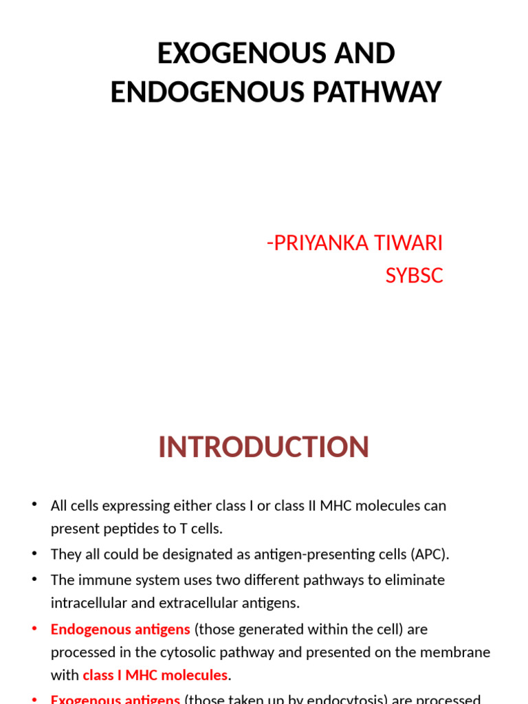 EXOGENOUS AND ENDOGENOUS PATHWAY | PDF | Mhc Class I | Proteasome