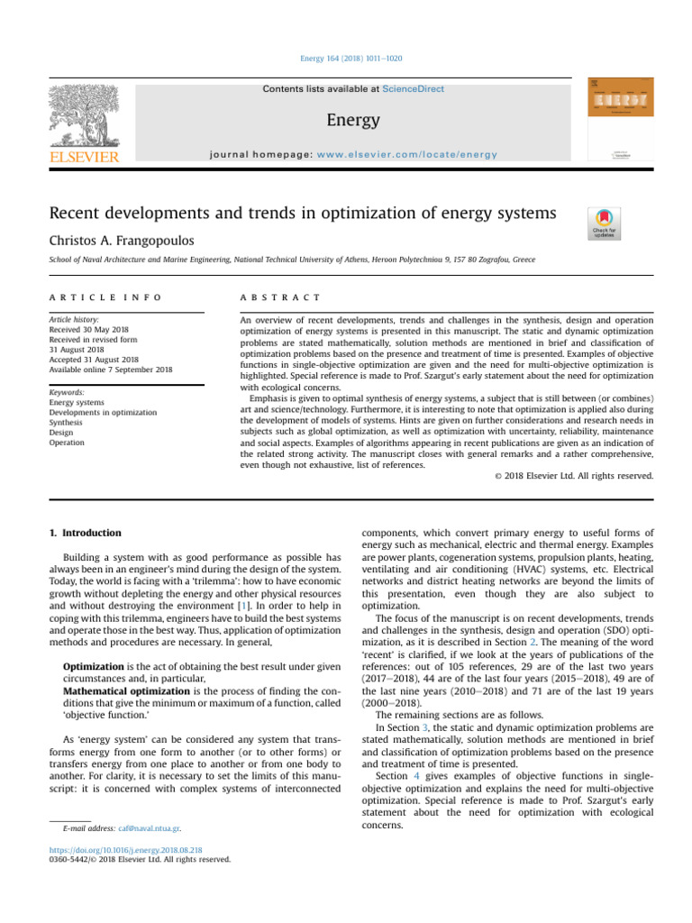 Energy Systems Optimization Trends | PDF | Mathematical Optimization ...