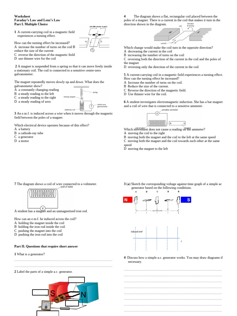 MCQ and QSA | PDF | Inductor | Electromagnetic Induction