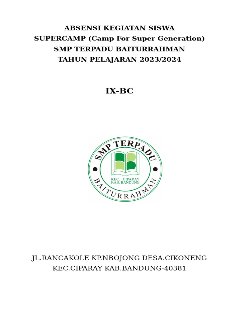 Cover Absensi Kegiatan Siswa | PDF