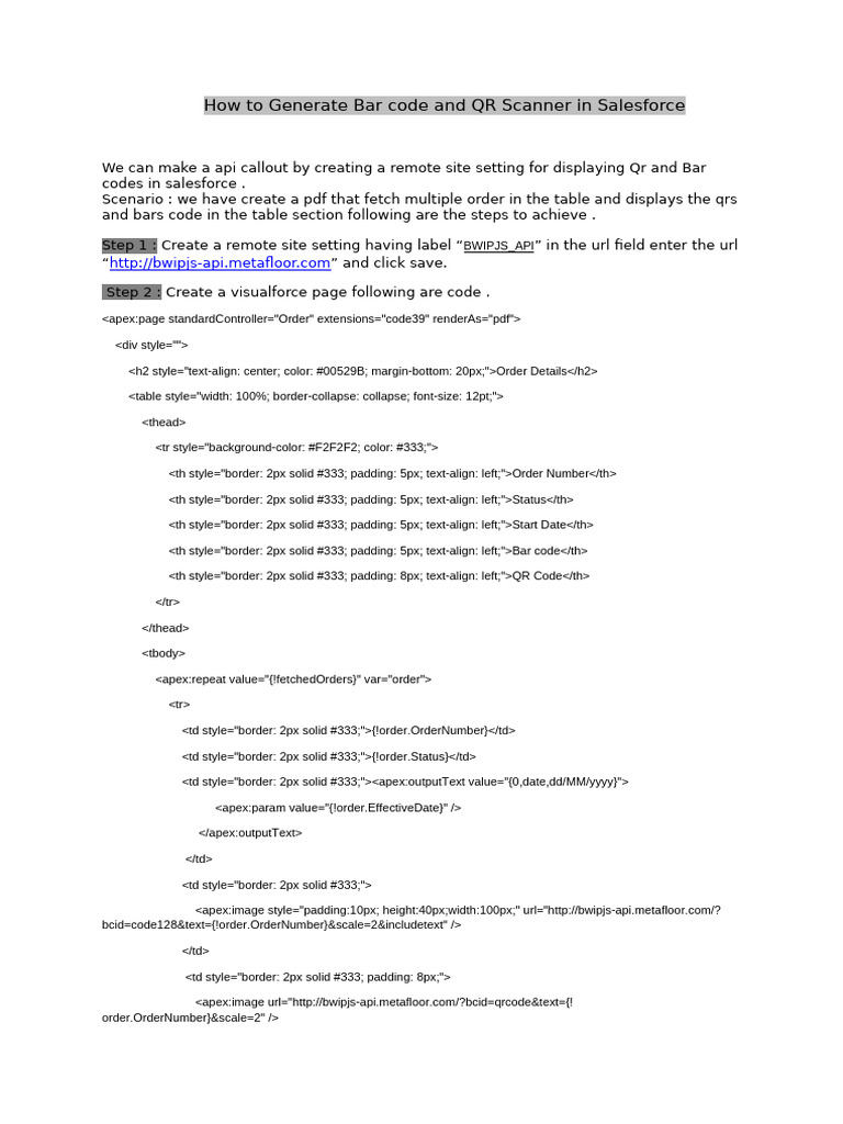 How to Generate Bar Code and QR Scanner in Salesforce (1) | PDF | Qr Code | Surveillance