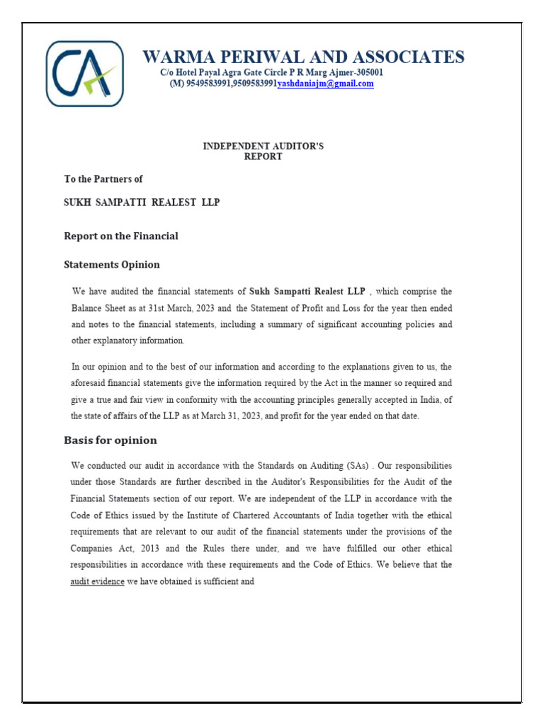 Warma Periwal and Associates: Sukh Sampatti Realest LLP | PDF
