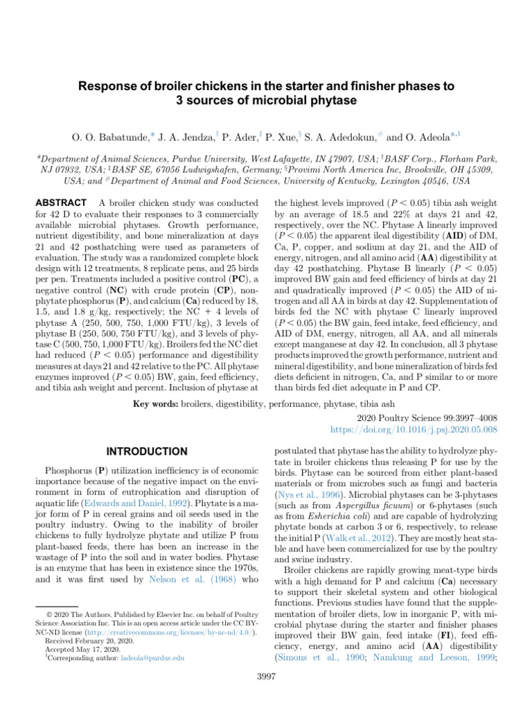 Response of Broiler Chickens in The Starter and Finisher Phases To ...