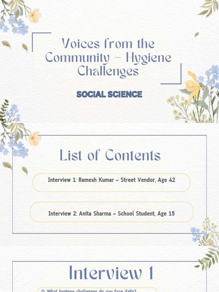 Voices From The Community - Hygiene Challenges PDF | PDF