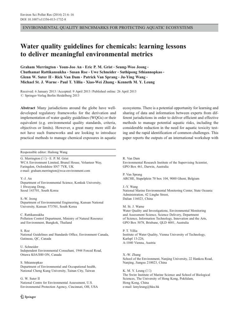 Water Quality Guidelines for Ecosystems | PDF