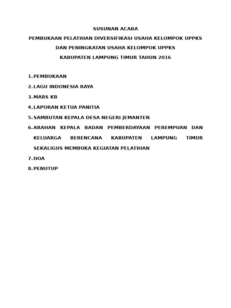 Susunan Acara | PDF