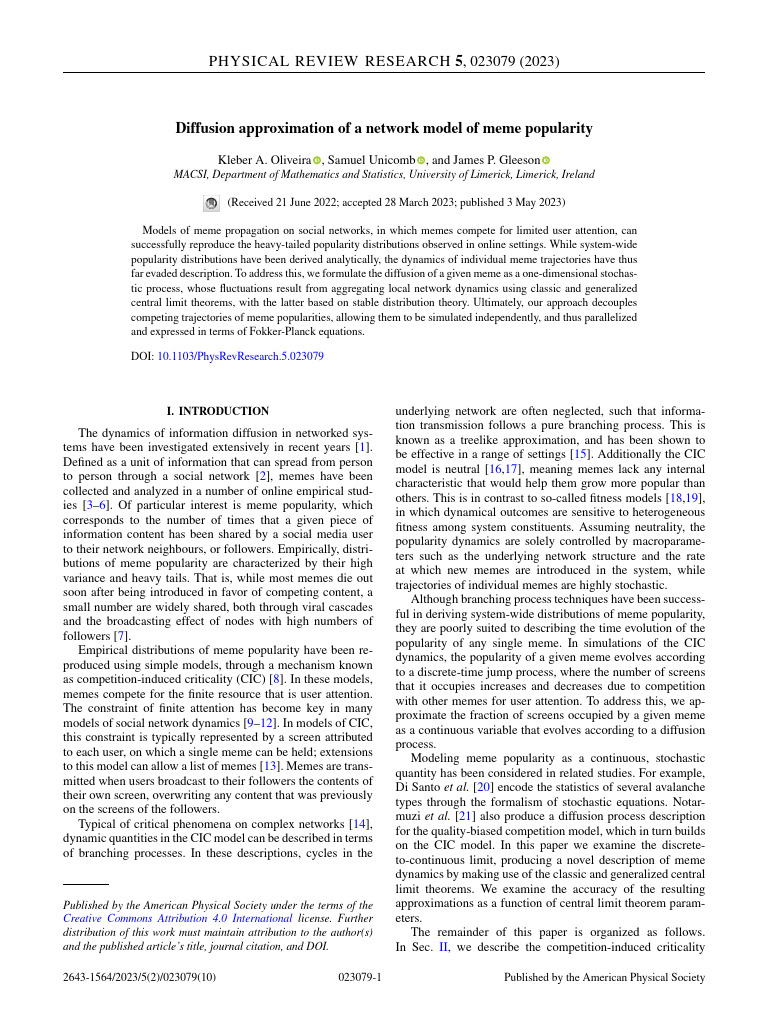 45 Diffusion Approximation of A Network Model of Meme 3kn5f3gb | PDF ...
