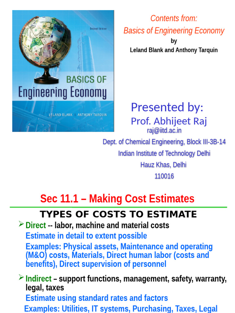 Engineering Economy Cost Estimation Guide | PDF | Internal Rate Of ...