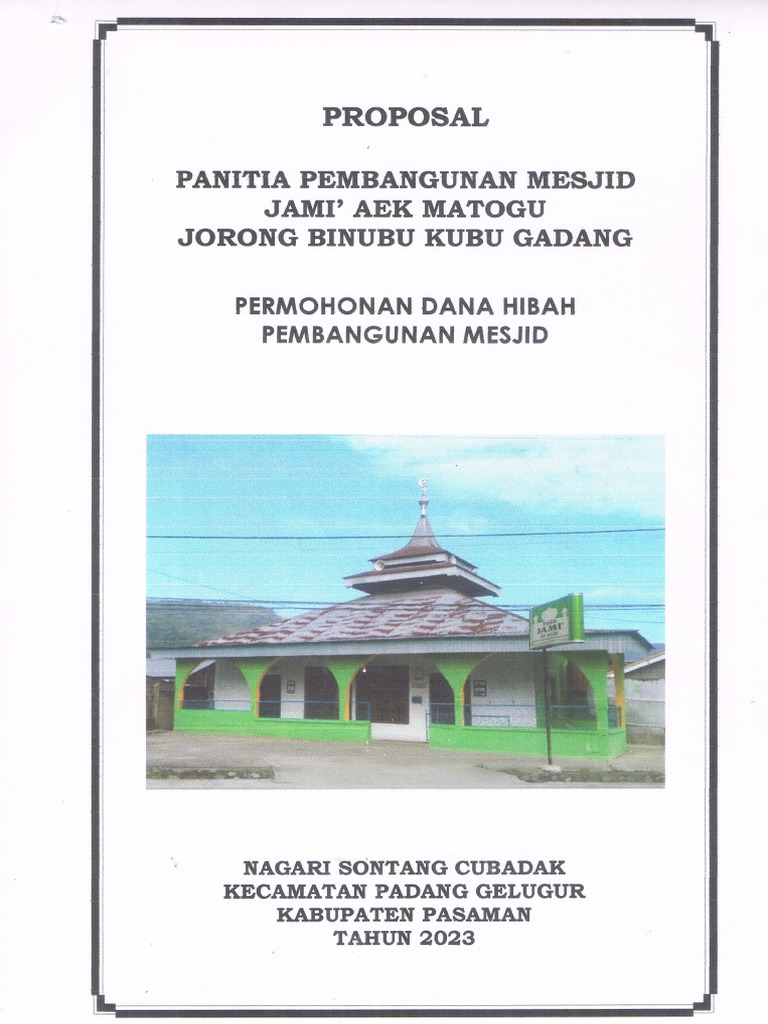 Proposal Masjid Jami' Aek Matogu | PDF