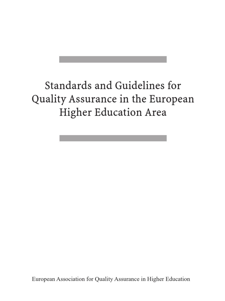 Standards and Guidelines For Quality Assurance in The European Higher ...