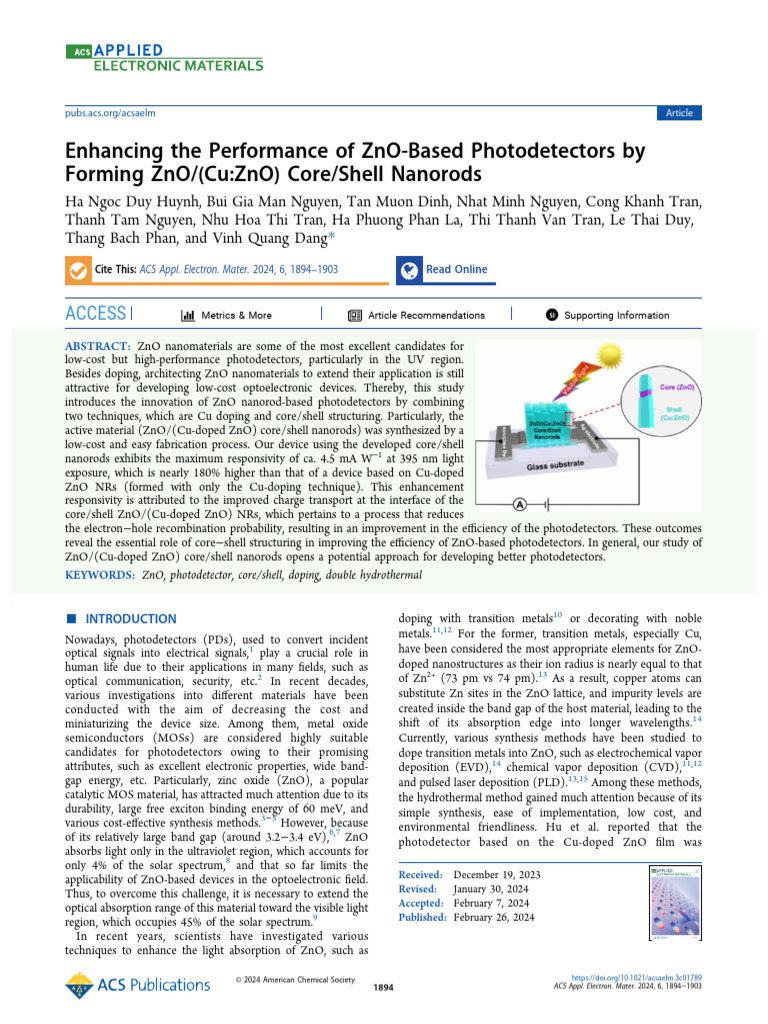Enhancing ZnO Photodetector Performance | PDF | Zinc Oxide | Band Gap