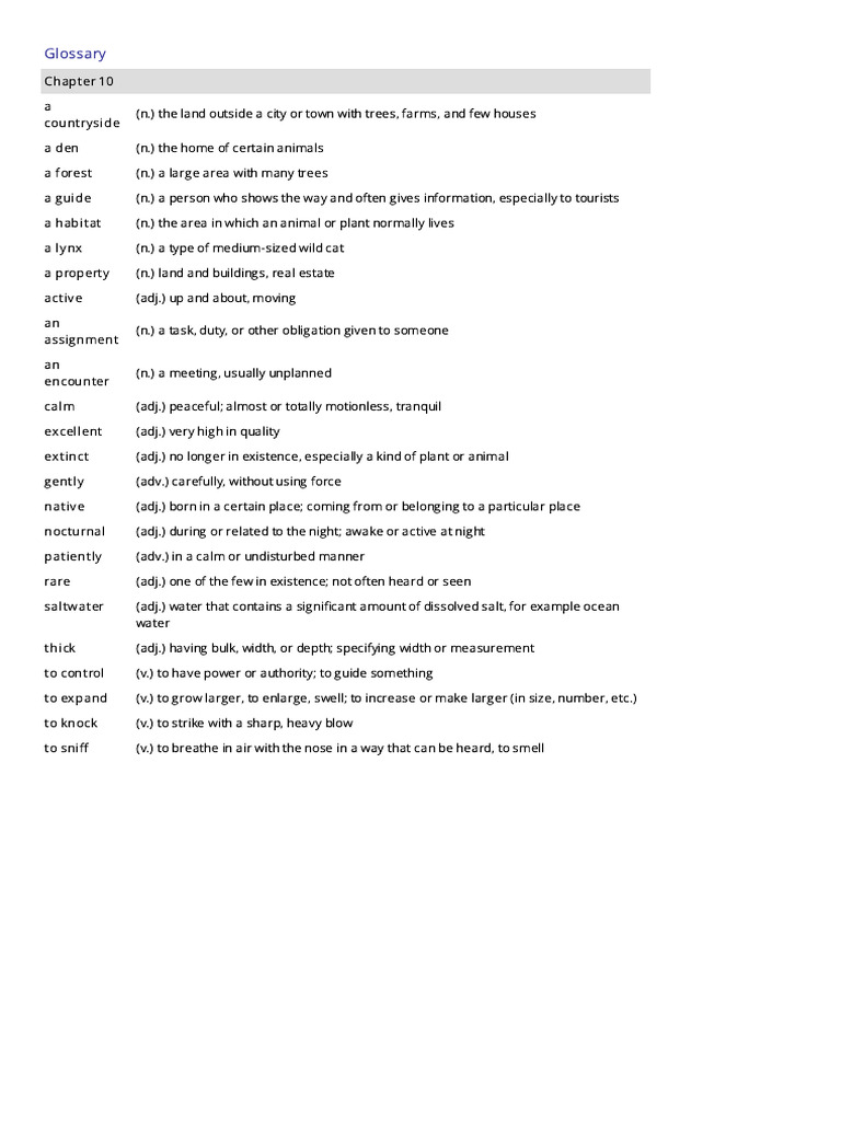 Student Resource Glossary U10 | PDF