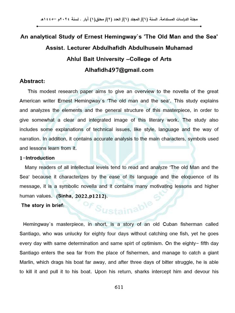 27 an Analytical Study of Ernest Hemingways the Old Man and the Sea ...