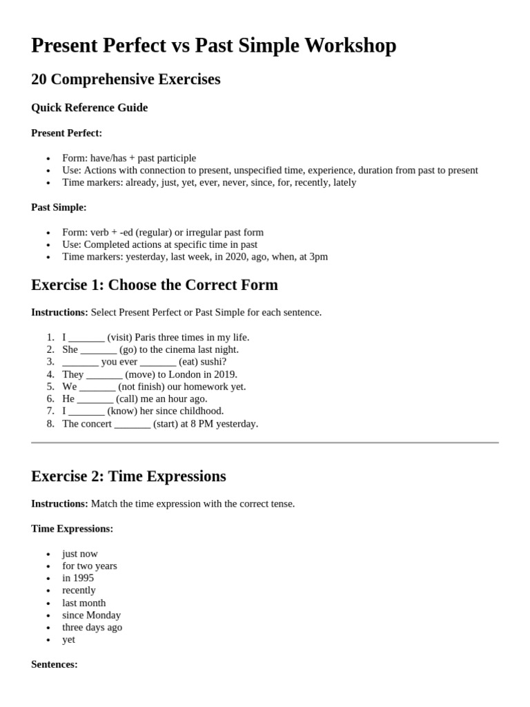 Present Perfect vs Past Simple Guide | PDF | Perfect (Grammar) | Grammar