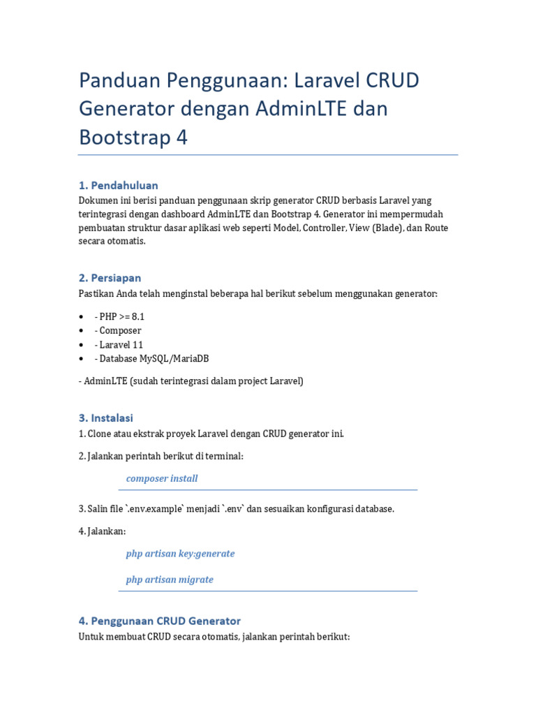 Panduan Laravel CRUD Generator | PDF