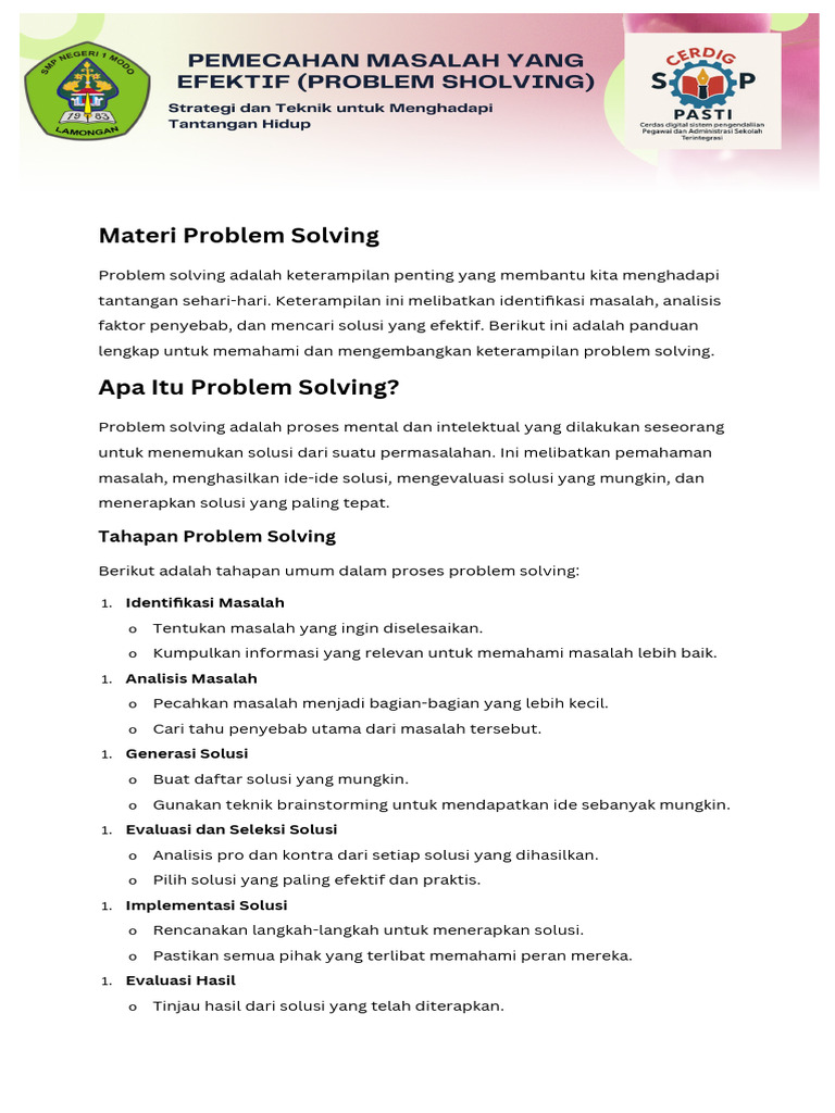Materi Problem Solving Komplit | PDF