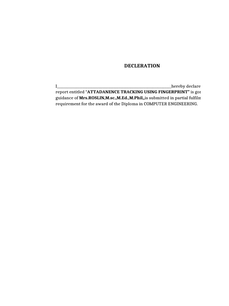 Fingerprint Attendance Tracking System | PDF | Microsoft Access | Databases