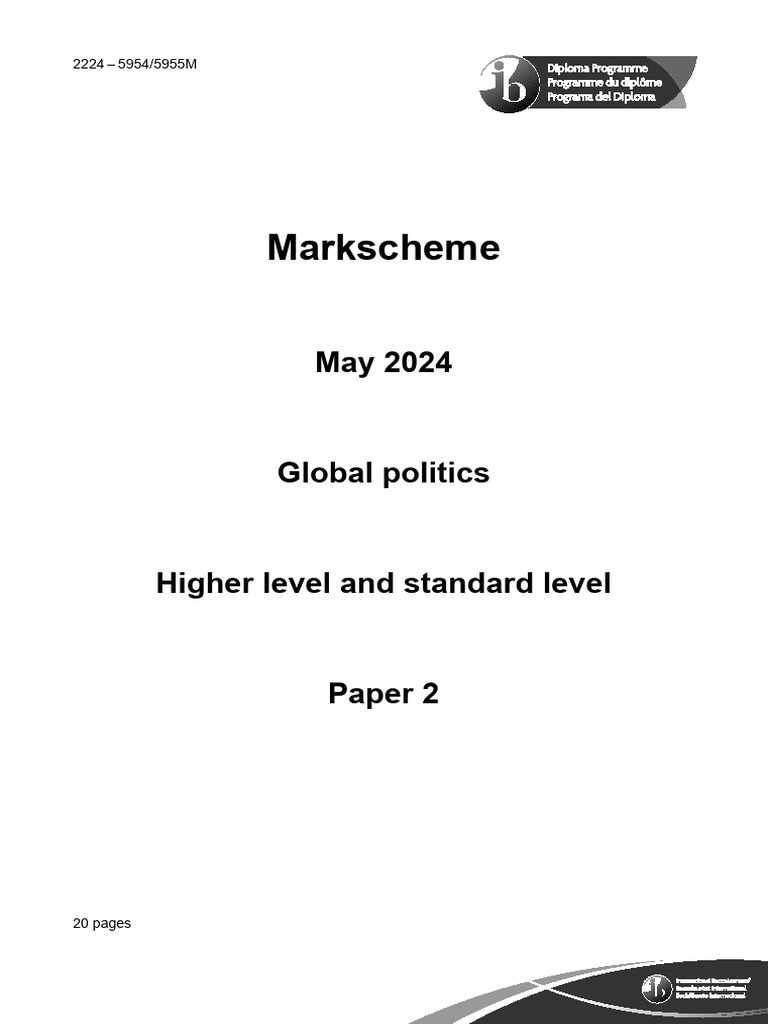 Global Politics Paper 2 TZ1 HLSL Markscheme | PDF | Human Rights ...