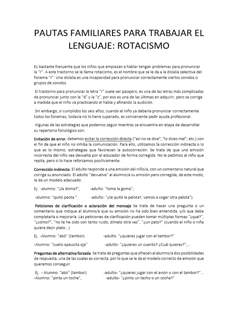 Estrategias para corregir rotacismo infantil | PDF