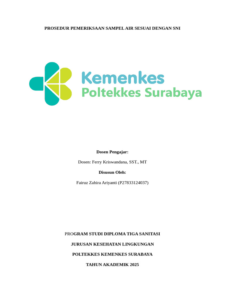 Prosedur Pengambilan Sampel Air SNI | PDF