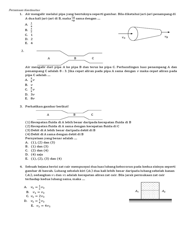 Latihan Fluida Dinamis Kelas XI | PDF