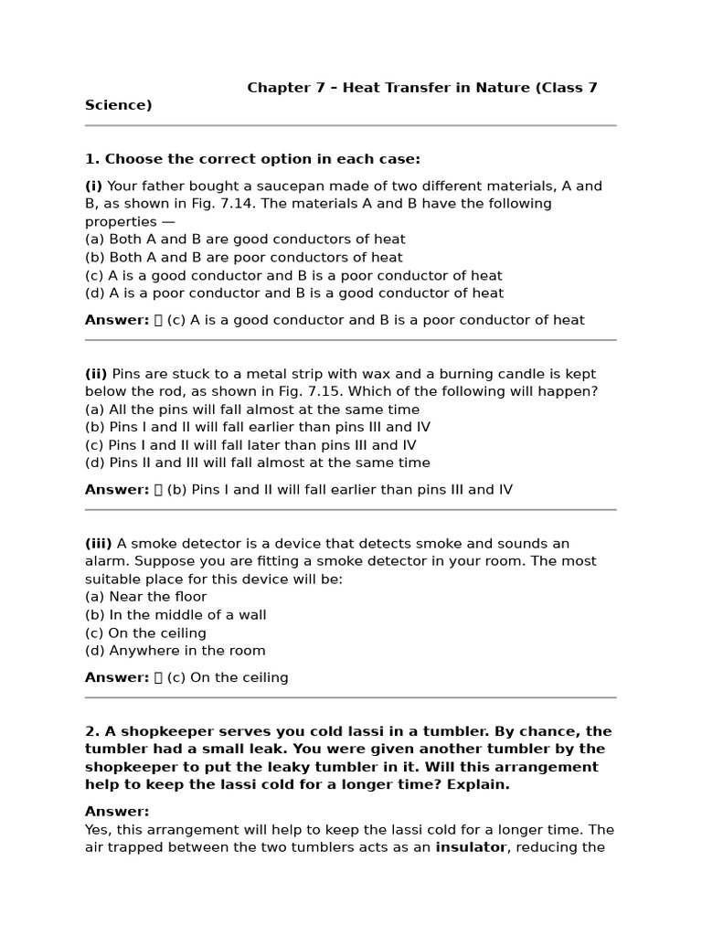 Heat Transfer in Nature: Class 7 Guide | PDF | Water Cycle | Water