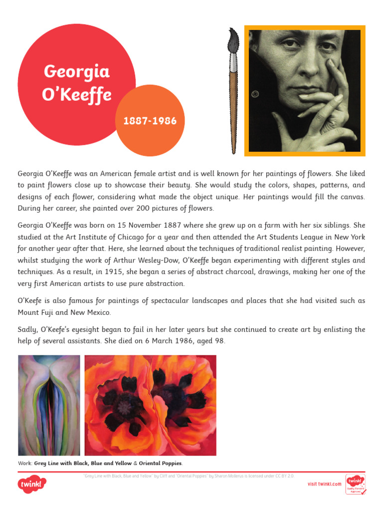 Artist Fact Sheet Georgia O'Keeffe | PDF