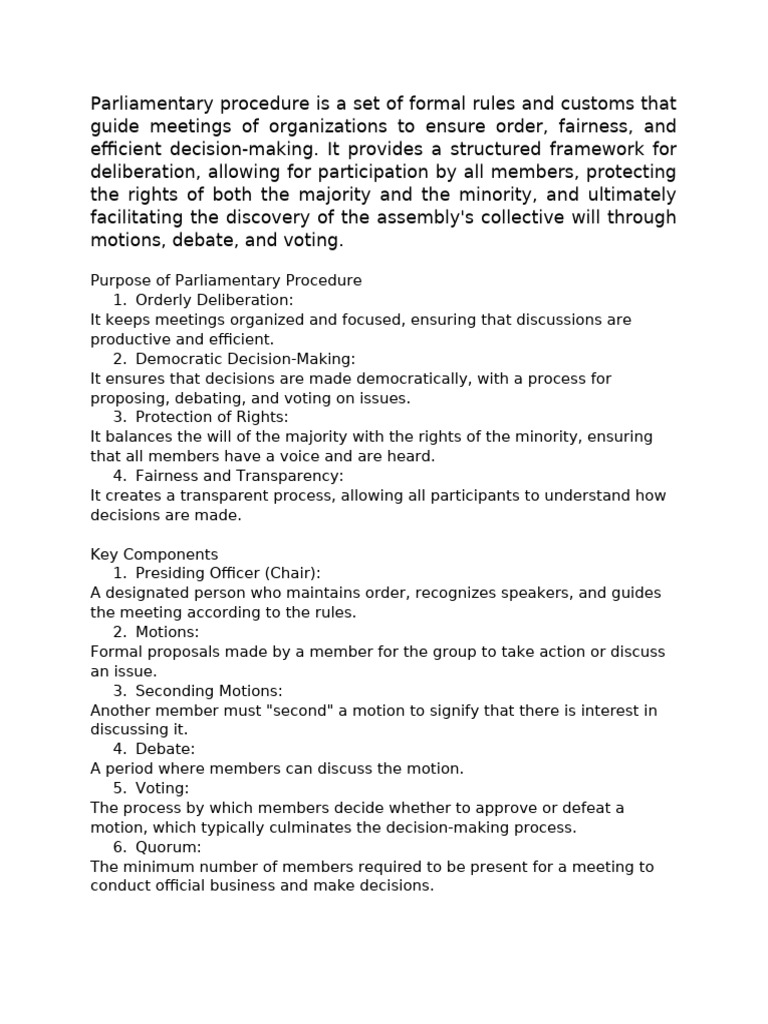 Understanding Parliamentary Procedure | PDF | Political Law ...