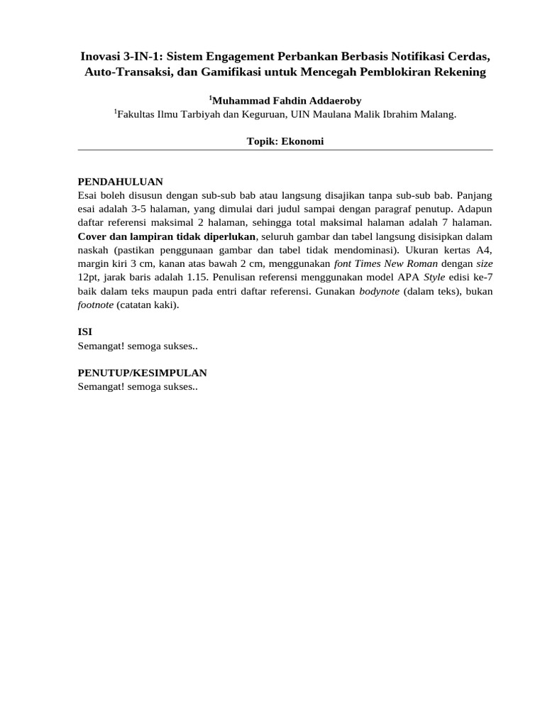 Template Esai | PDF