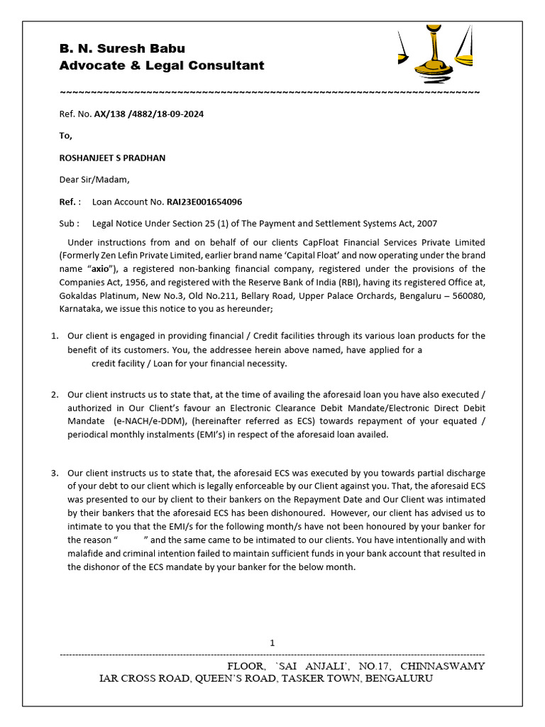 Section 138 Notice Sept-2024 - Part4882 | PDF | Banks | Banking