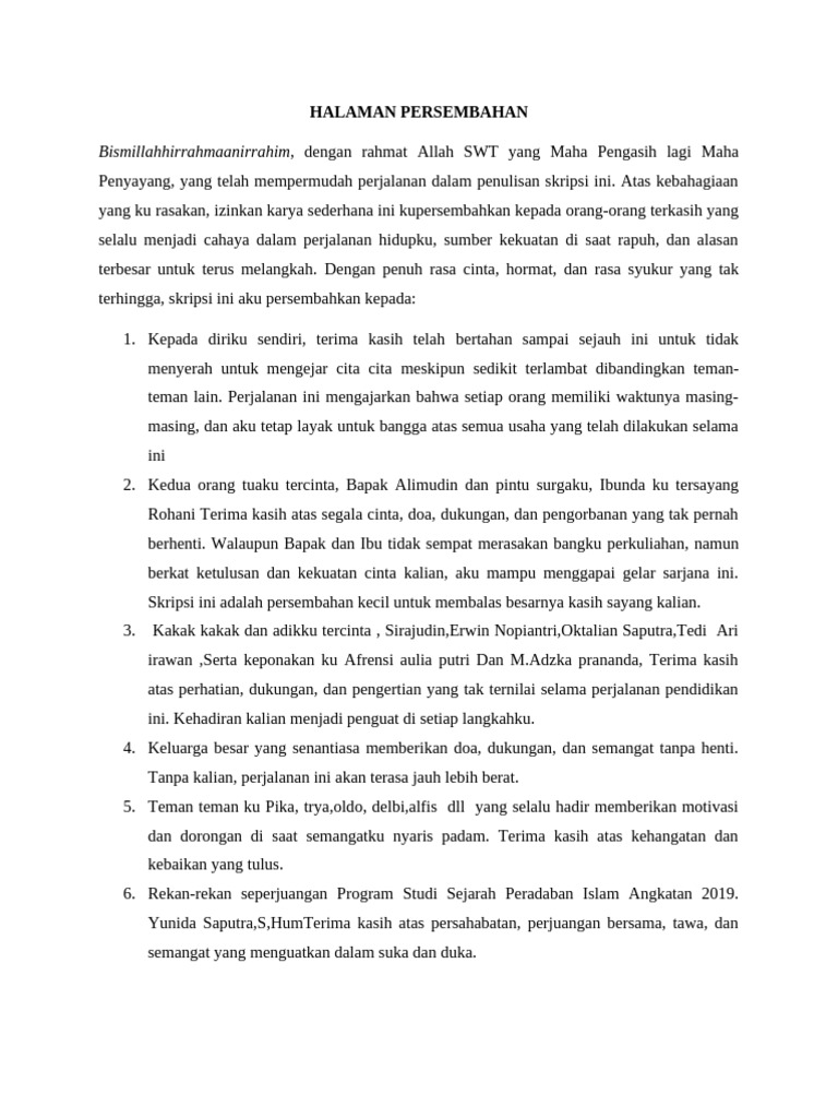 Persembahan Skripsi untuk Keluarga dan Dosen | PDF