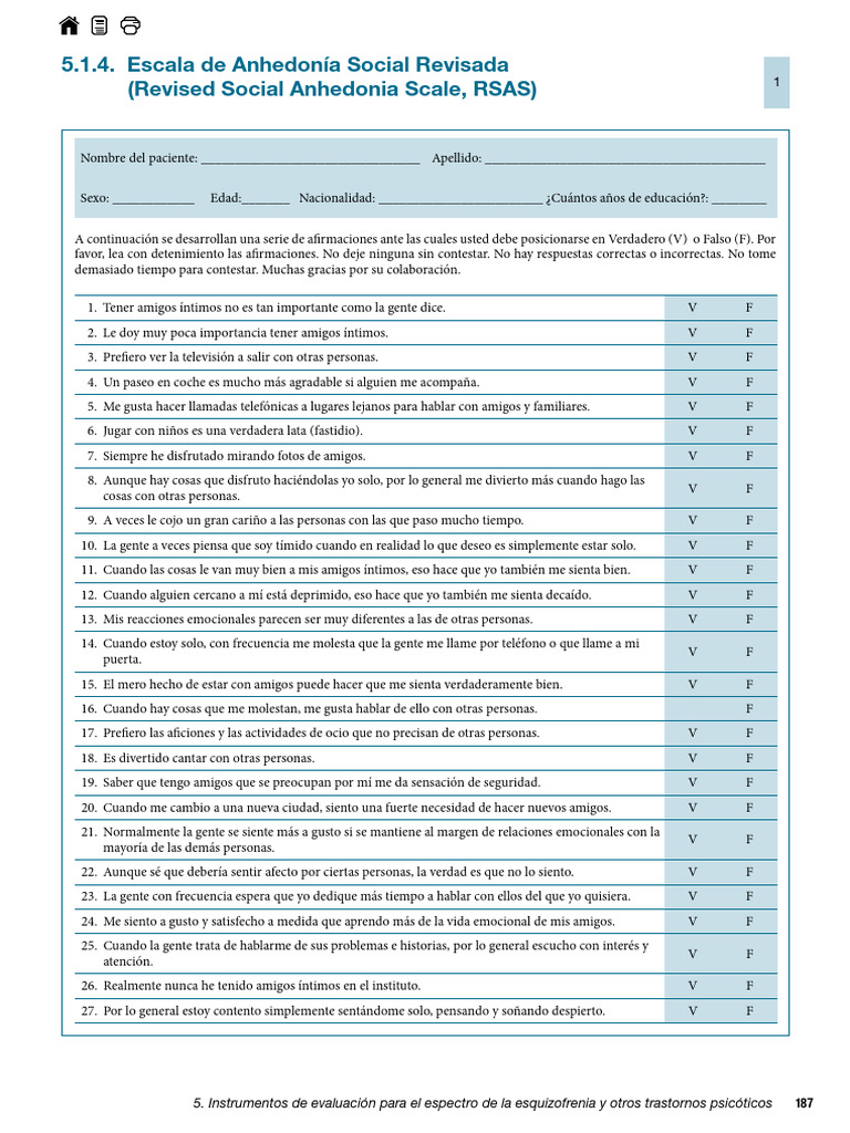 Escala de Anhedonía Social Revisada (Revised Social Anhedonia Scale ...