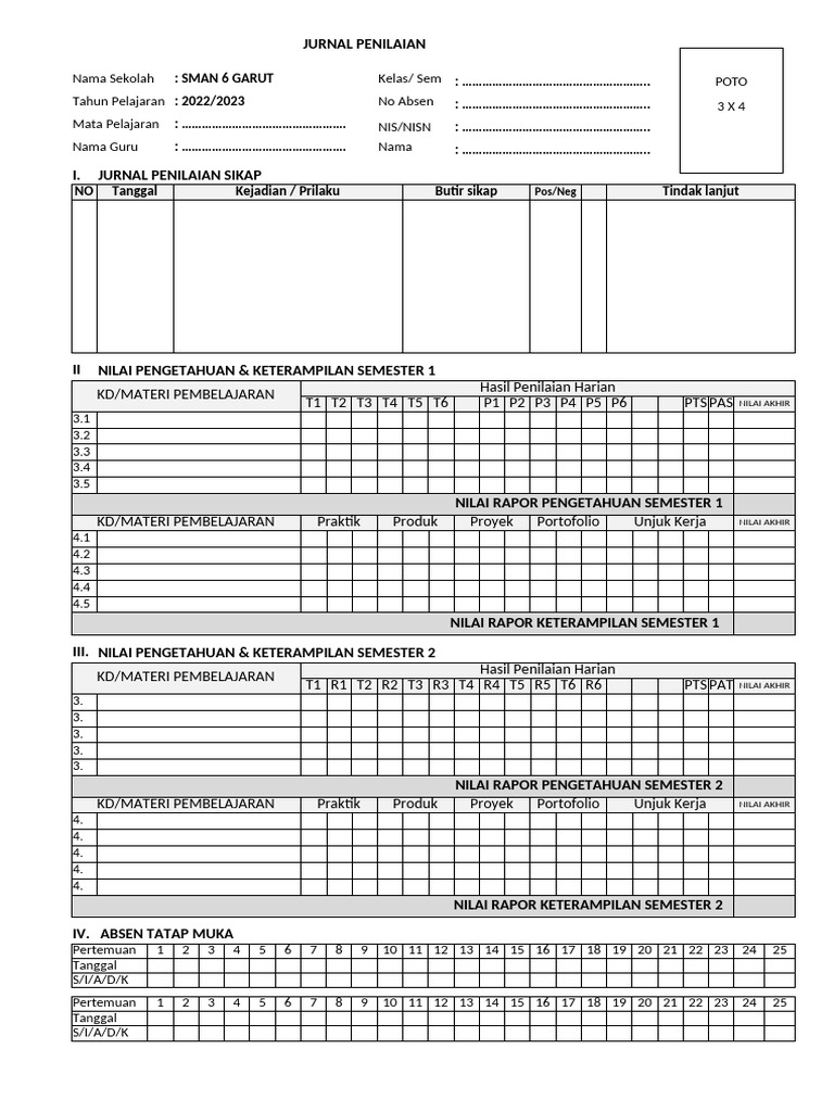 11 Jurnal Penilaian, Rekap Nilai, Rekap Kehadiran | PDF