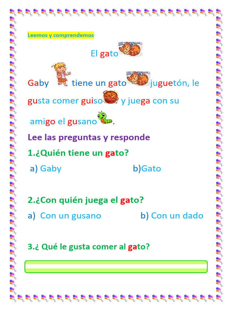 Practica La Letra G-GA GUE GUI GO GU - MARLE | PDF