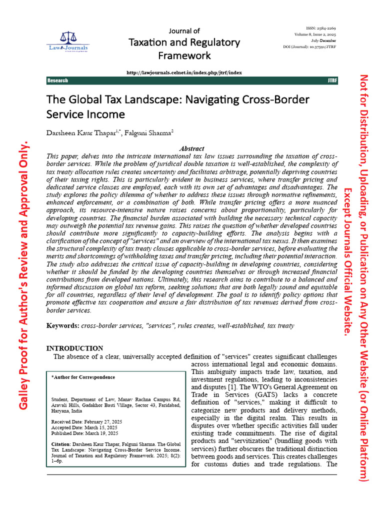 Global Tax Issues in Cross-Border Services | PDF | Taxes | Permanent ...