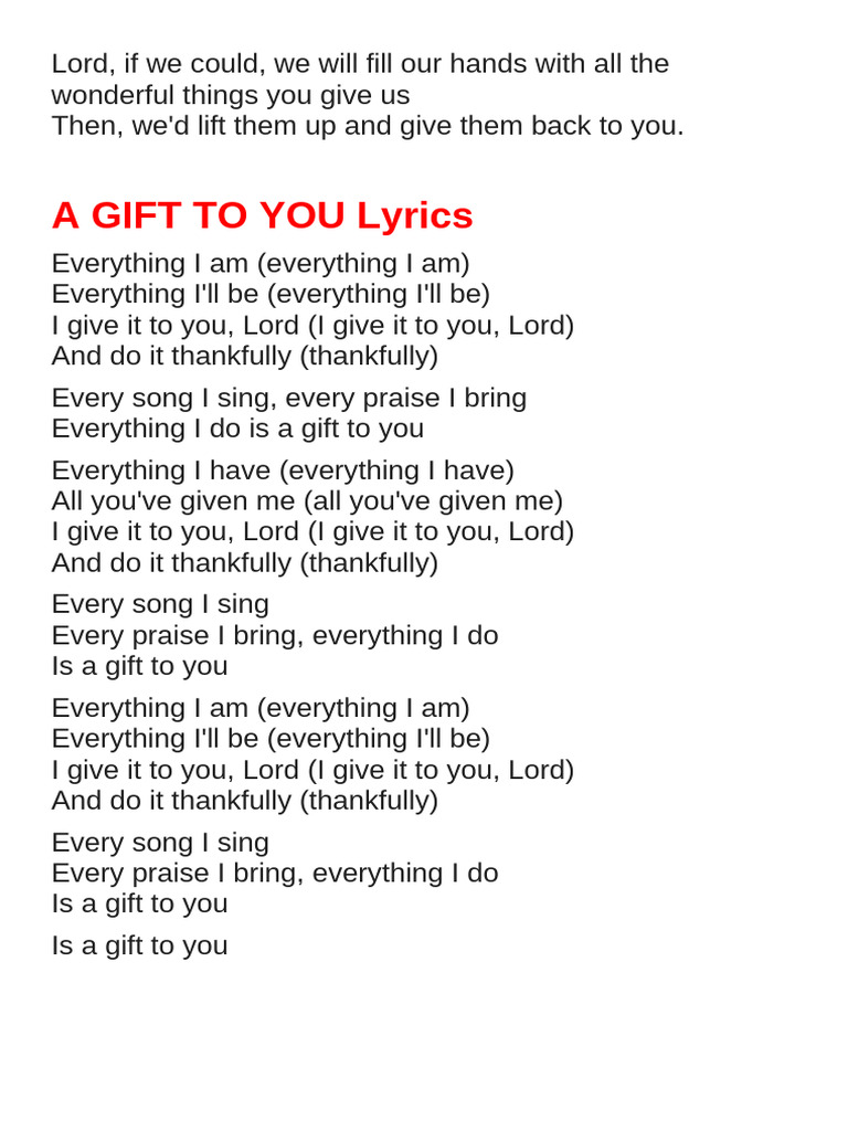 A Gift to You Lyrics | PDF