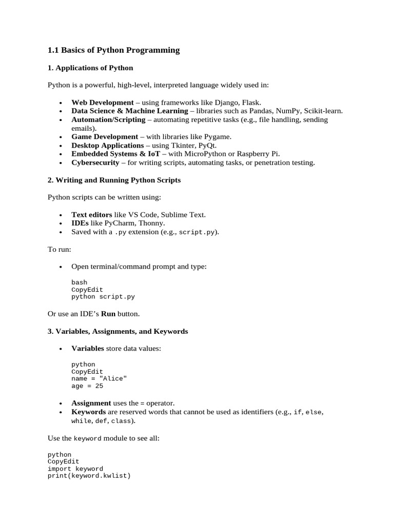 Introduction To Python Programming | PDF