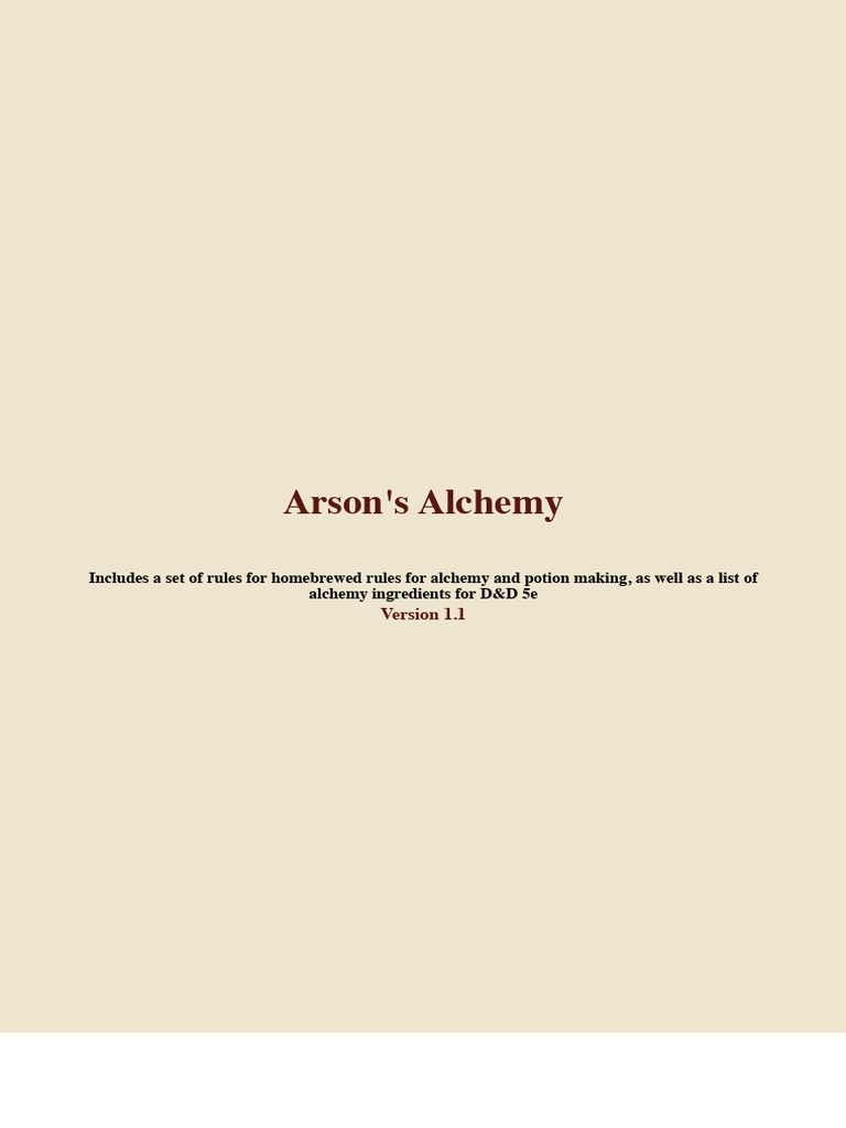 D&D 5e Alchemy Rules & Ingredients Guide | PDF | Alchemy