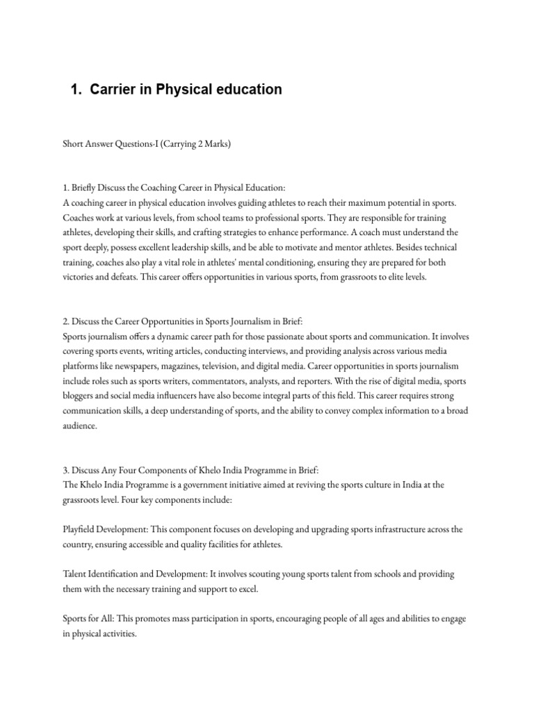 Coaching Career in Physical Education | PDF | Physical Fitness ...