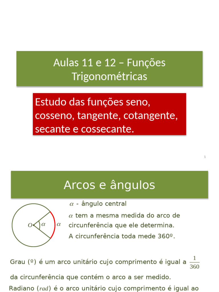 Aula05 - Funções Trigonométricas | PDF | Trigonometria | Geometria ...
