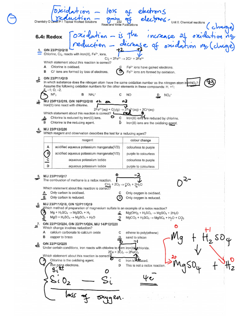 Redox Reactions Work | PDF