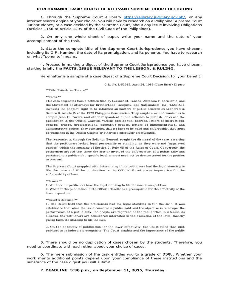 Supreme Court Case Digest Guidelines | PDF